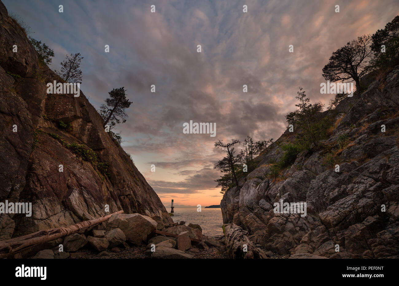 The cut in Whytecliff Park, a rock wall formation that leads straight ...