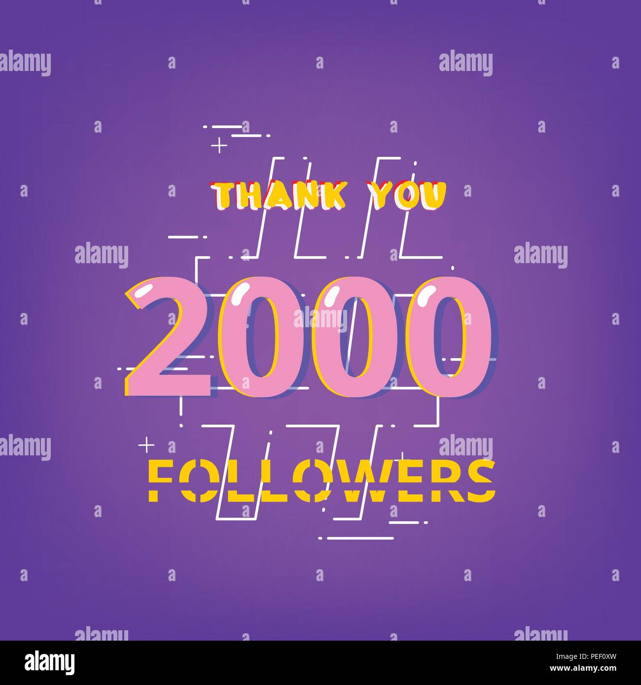 2K Followers thank you phrase with random items. Template for social ...