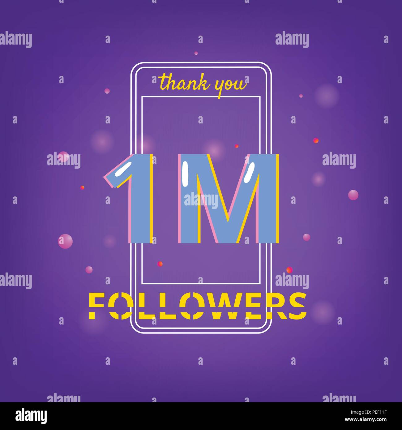 1M Followers banner. Vector illustration. 1million Followers thank you ...