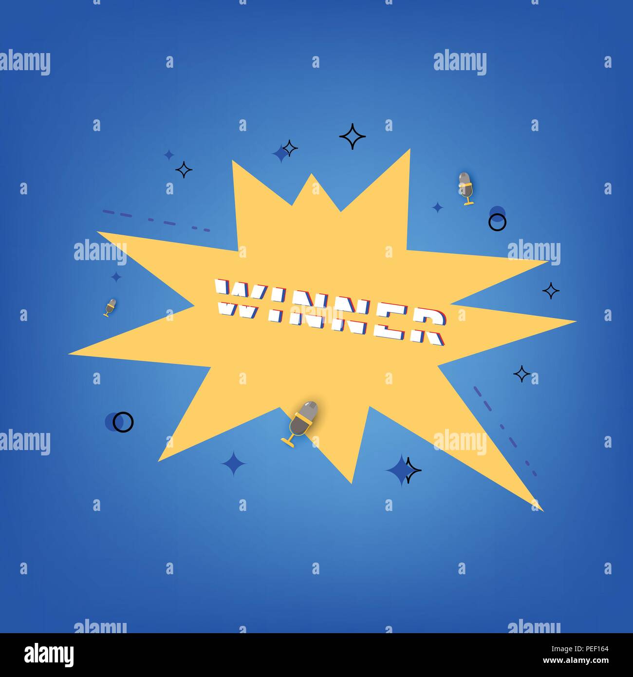 Winner square banner. Sliced text effect. Templates for social media ...