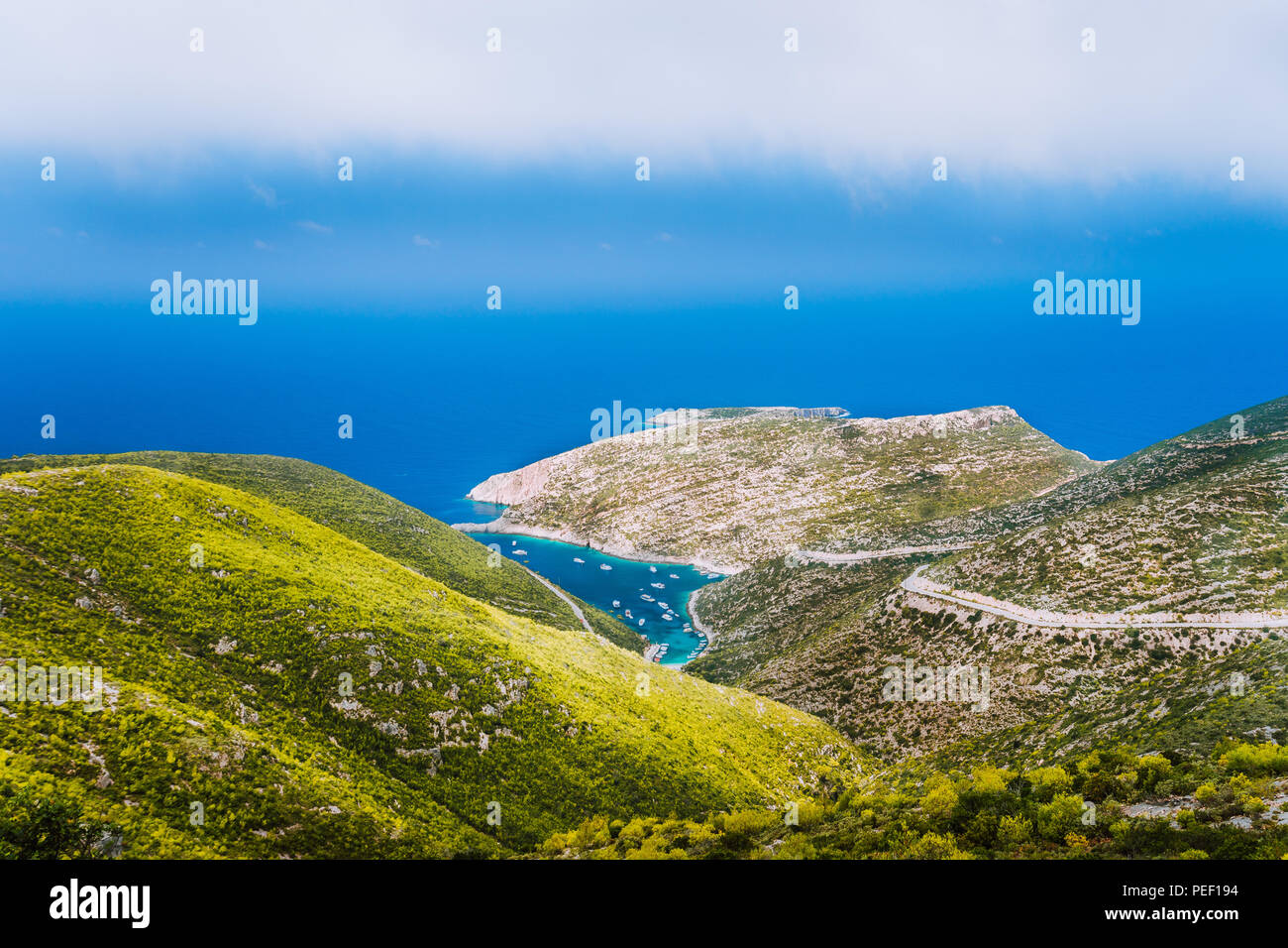 Porto Vromi on Zakynthos island, Blue sea bay of mediterranean sea ...