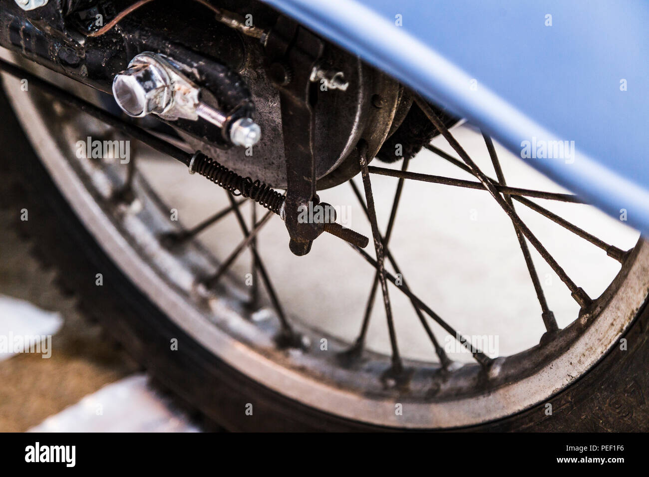 Front wheel of old vintage retro motorcycle close-up Stock Photo - Alamy