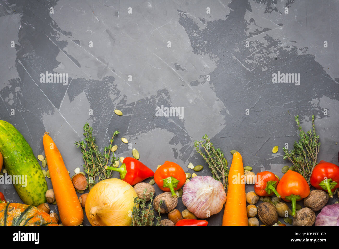 Autumn food background. Thanksgiving dinner preparation. Autumnal ...