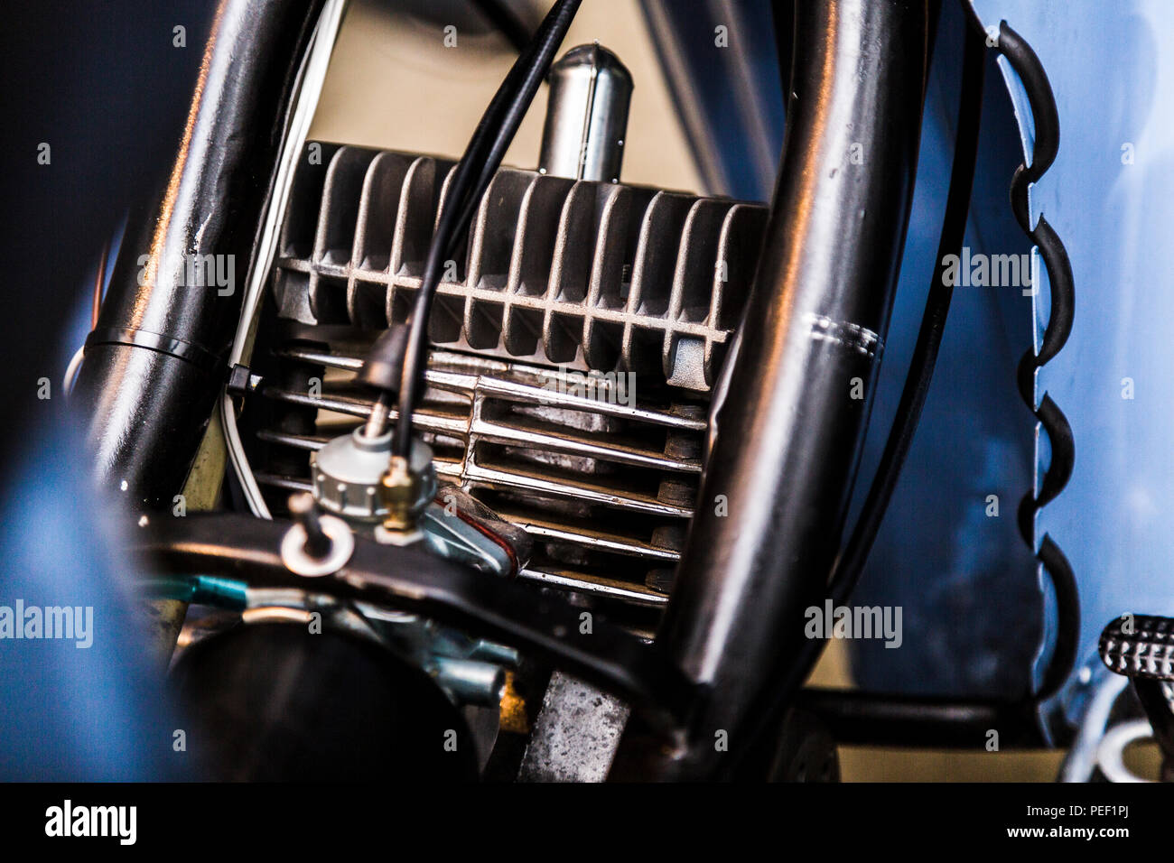 Old retro vintage motorcycle metal shiny engine close-up Stock Photo ...