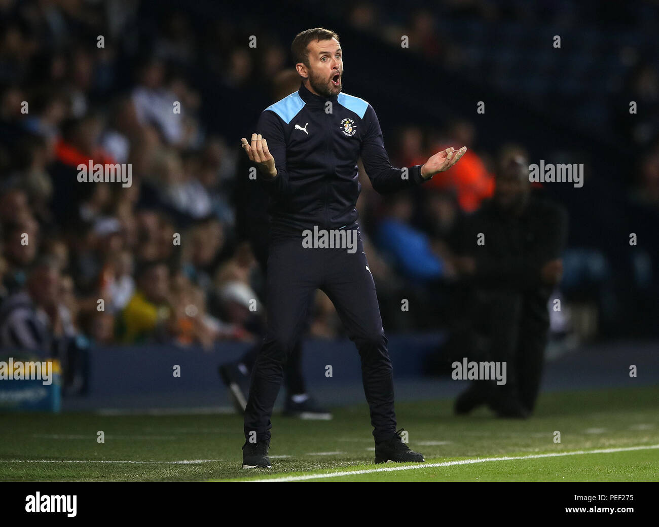 Luton Town manager Nathan Jones on the touchline during the Carabao Cup ...