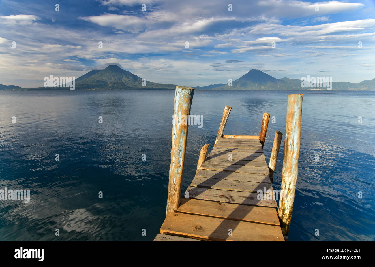 Volcán San Pedro and Volcán Tolimán by the Lake Atitlan, Guatemala ...