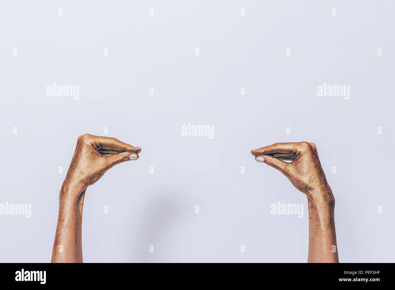 Imitation of the conversation in gestures. Women's hands covered with ...