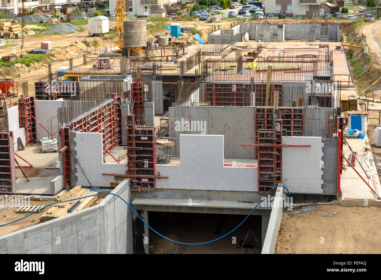 Under new construction site building buildings builder foundation hi ...