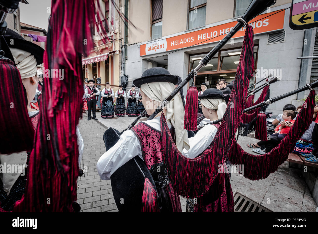 Pipers, Spanish folklore, Candas, Asturias, Spain Bagpipes Stock Photo ...
