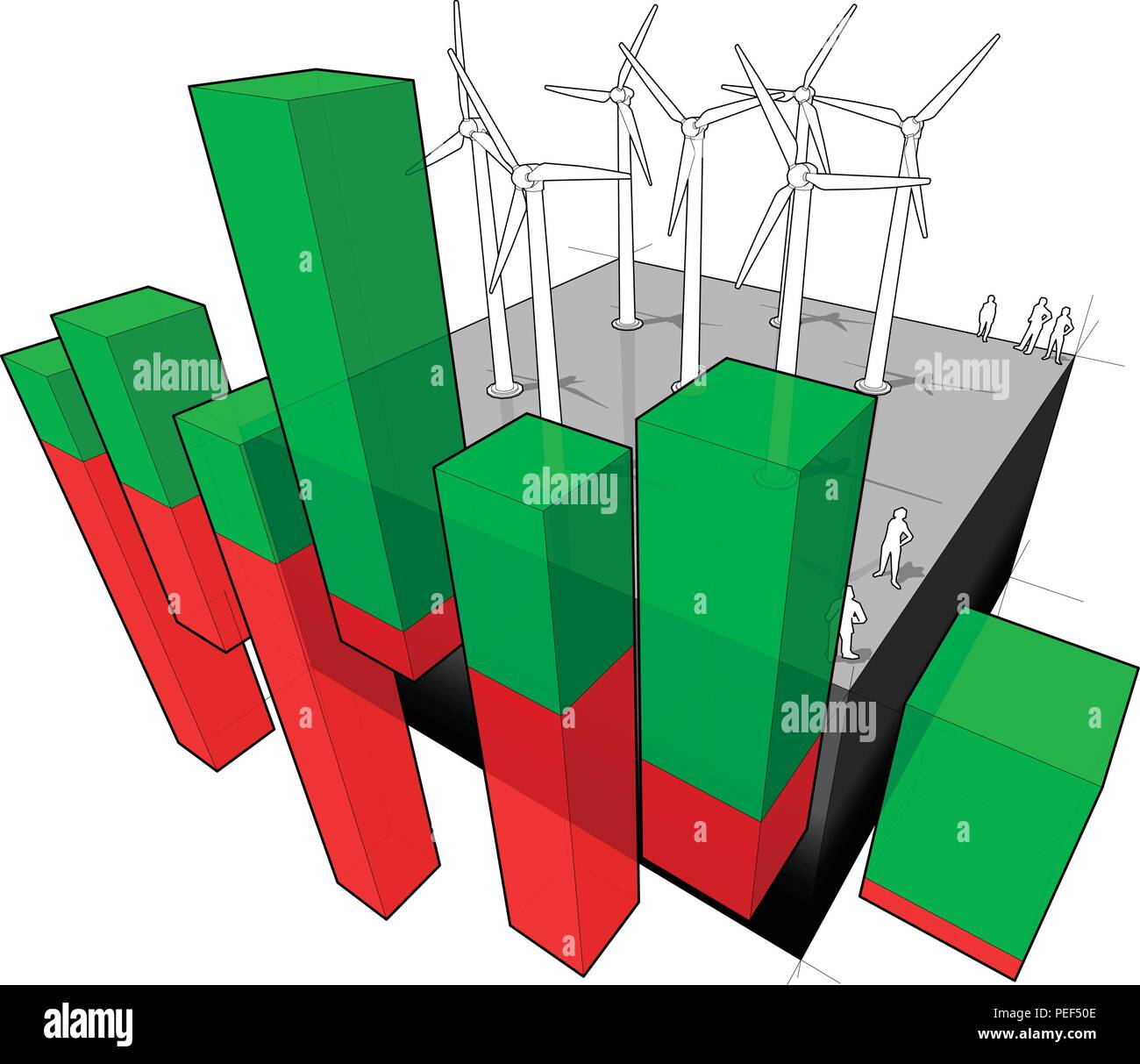 wind turbines farm and abstract business diagram Stock Vector Image ...