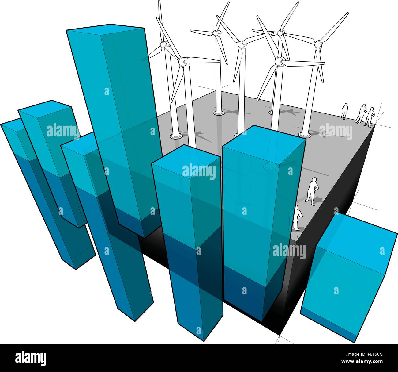 wind turbines farm and abstract business diagram Stock Vector Image ...