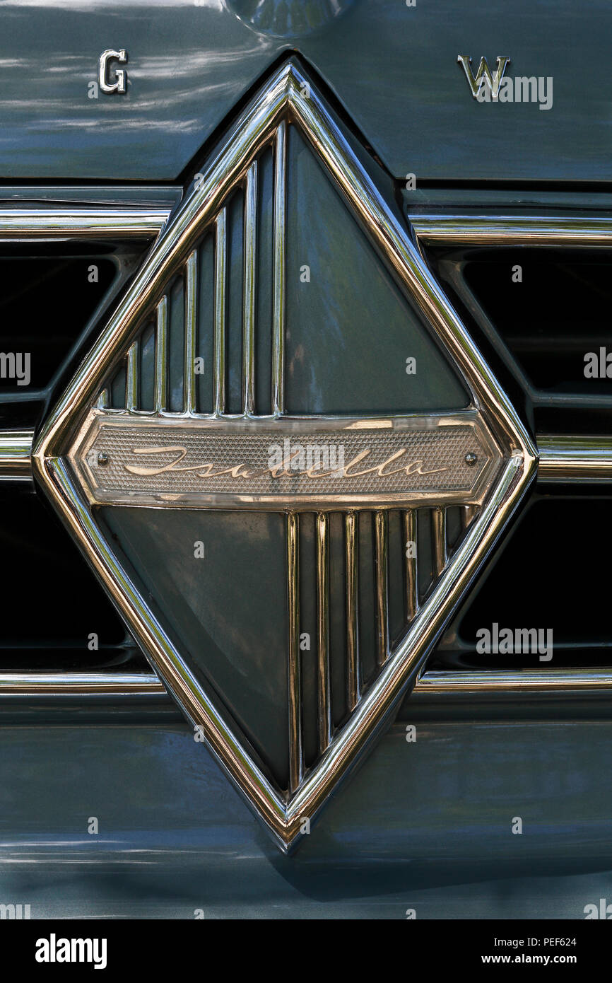 Oldtimer Borgward Isabella, emblem, front view, Germany Stock Photo - Alamy