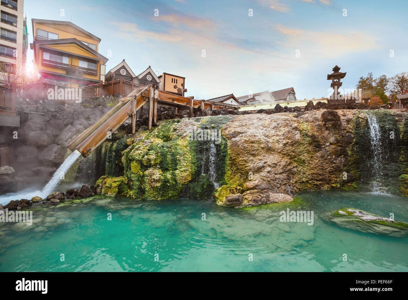 Yubatake Hotspring at Kusatsu Onsen in Gunma, Japan Stock Photo - Alamy