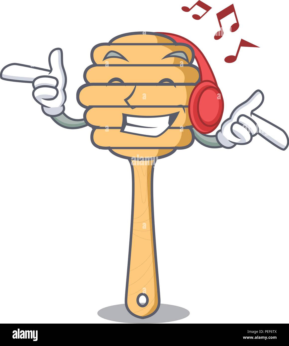 Listening music honey spoon mascot cartoon Stock Vector Image & Art - Alamy