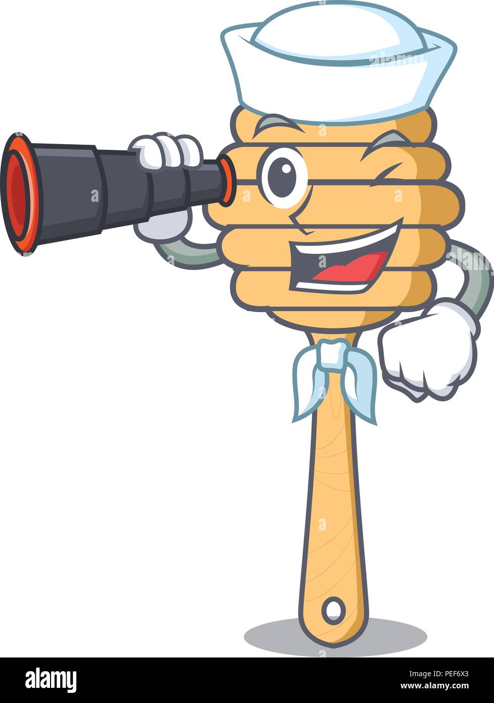 Sailor with binocular honey spoon mascot cartoon Stock Vector Image ...