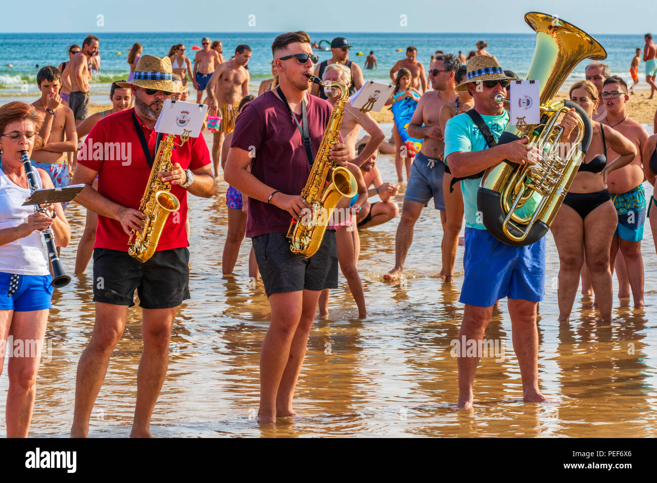Altura Portugal. 7 August 2018. Performers in Altura beach in Altura ...