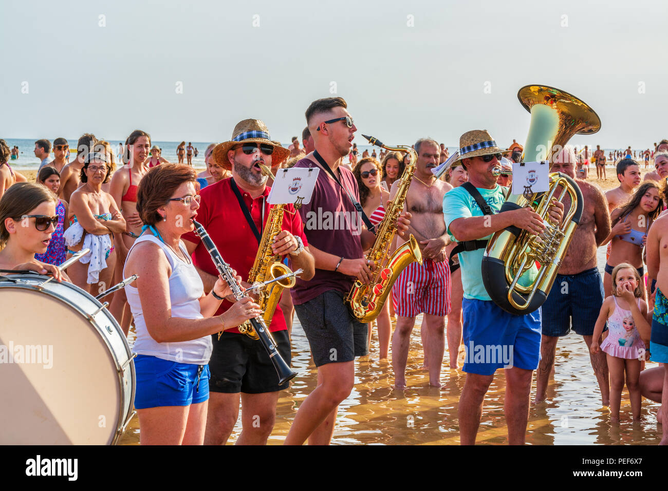 Altura Portugal. 7 August 2018. Performers in Altura beach in Altura ...