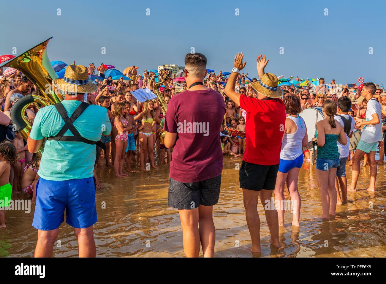 Altura Portugal. 7 August 2018. Performers in Altura beach in Altura ...