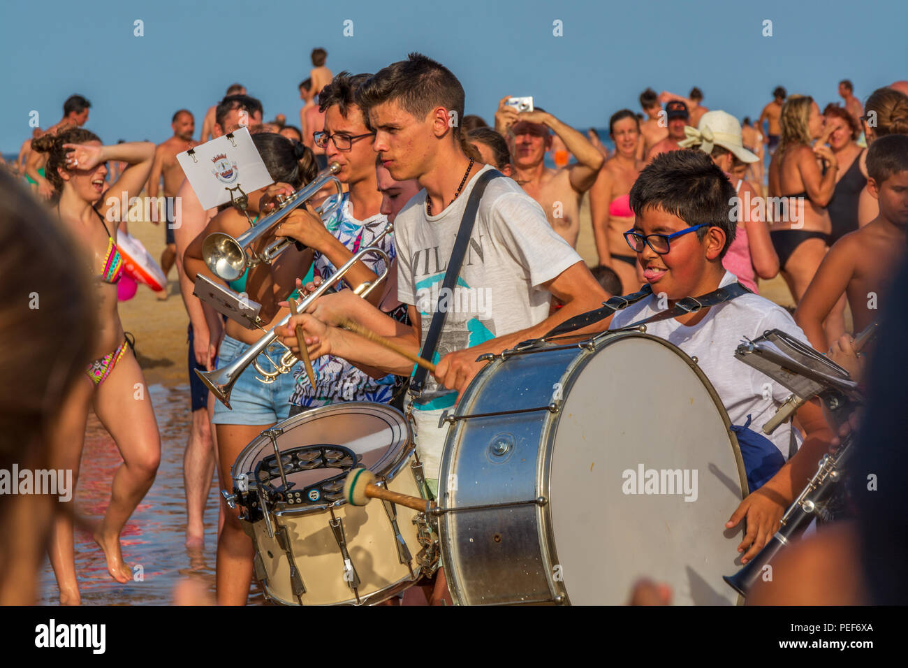 Altura Portugal. 7 August 2018. Performers in Altura beach in Altura ...