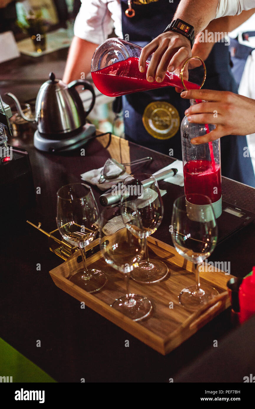 championship among coffee houses, members of teams show barista's skill ...