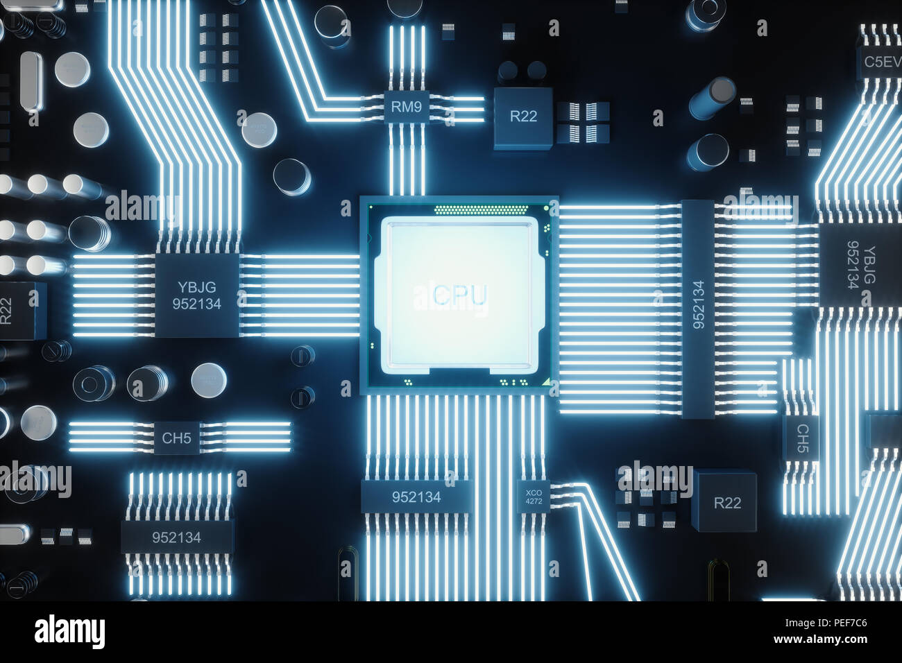 Circuit board. Technology background. Central Computer Processors CPU ...