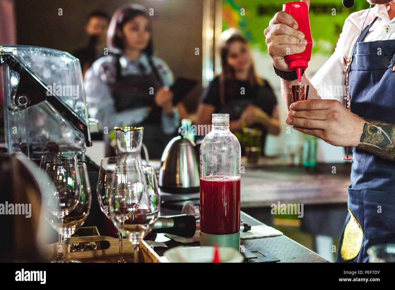 championship among coffee houses, members of teams show barista's skill ...