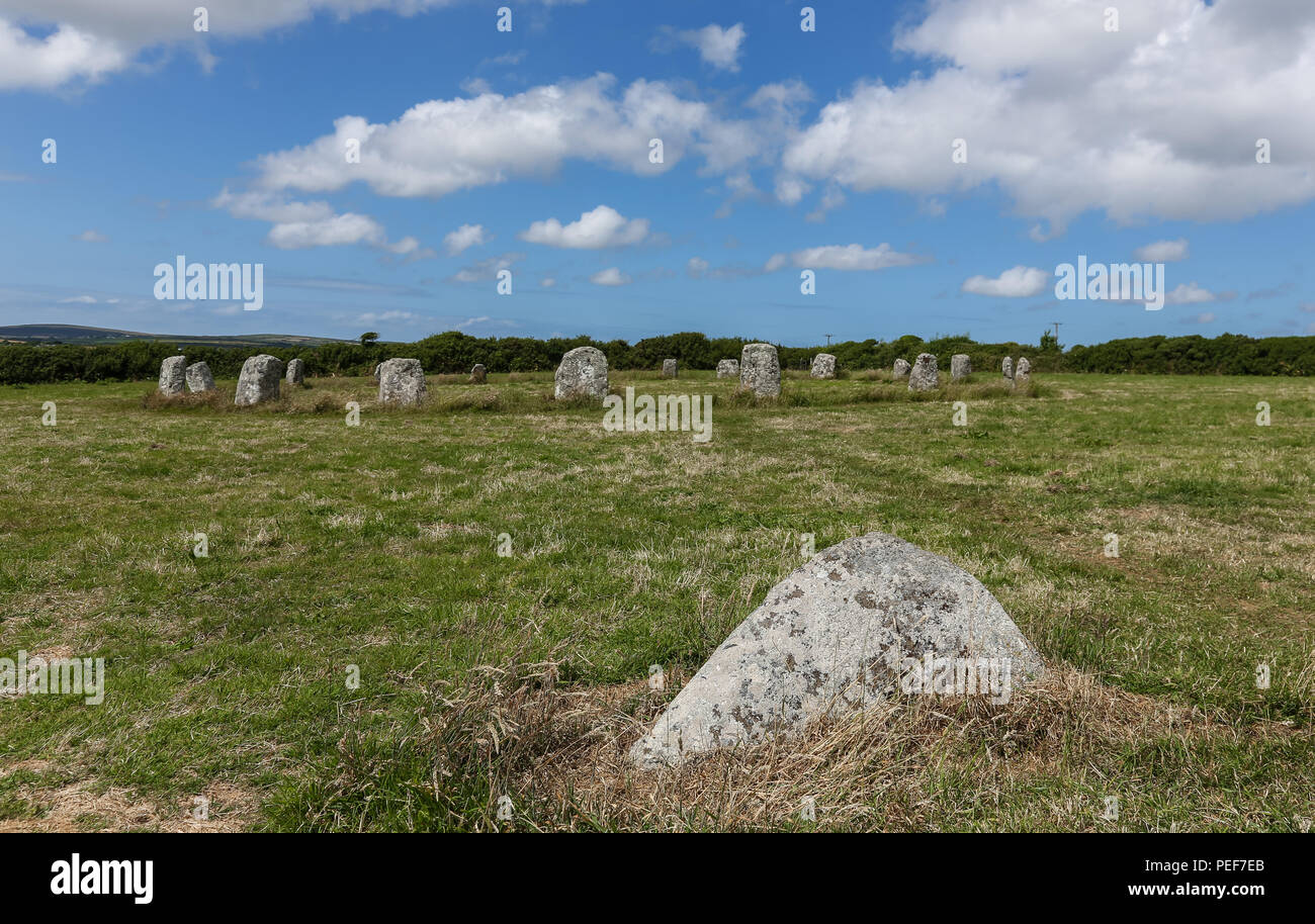 The Merry Maidens stones is a late Neolithic stone circle of 19 ...