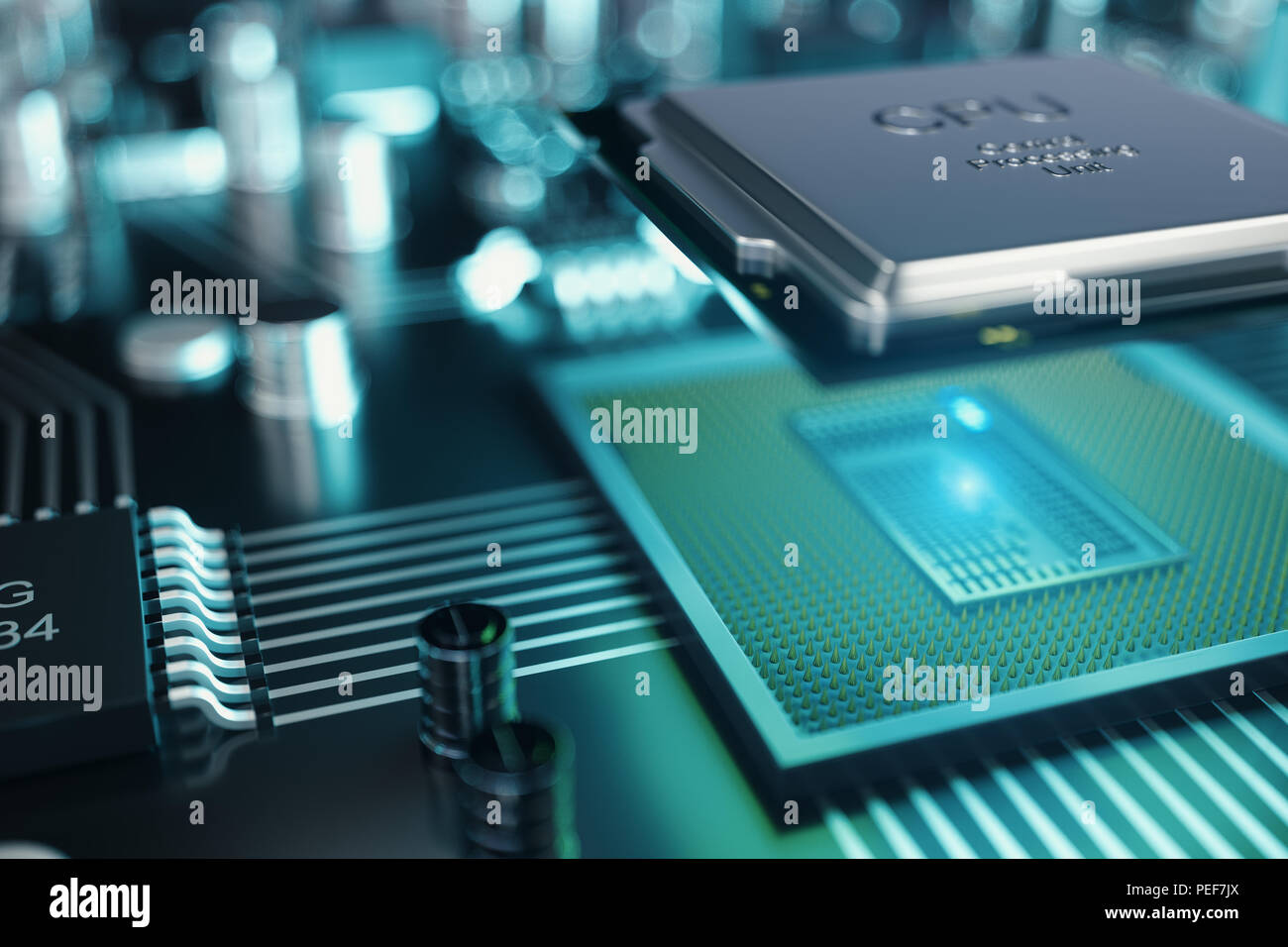 Circuit board. Technology background. Central Computer Processors CPU ...