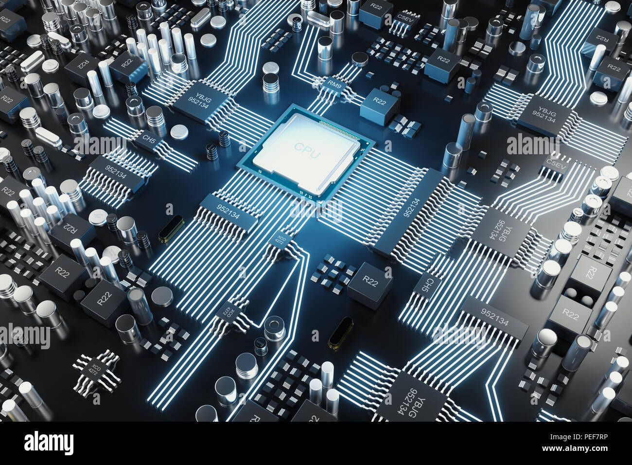 Circuit board. Technology background. Central Computer Processors CPU ...