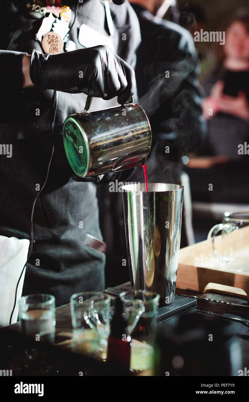 championship among coffee houses, members of teams show barista's skill ...