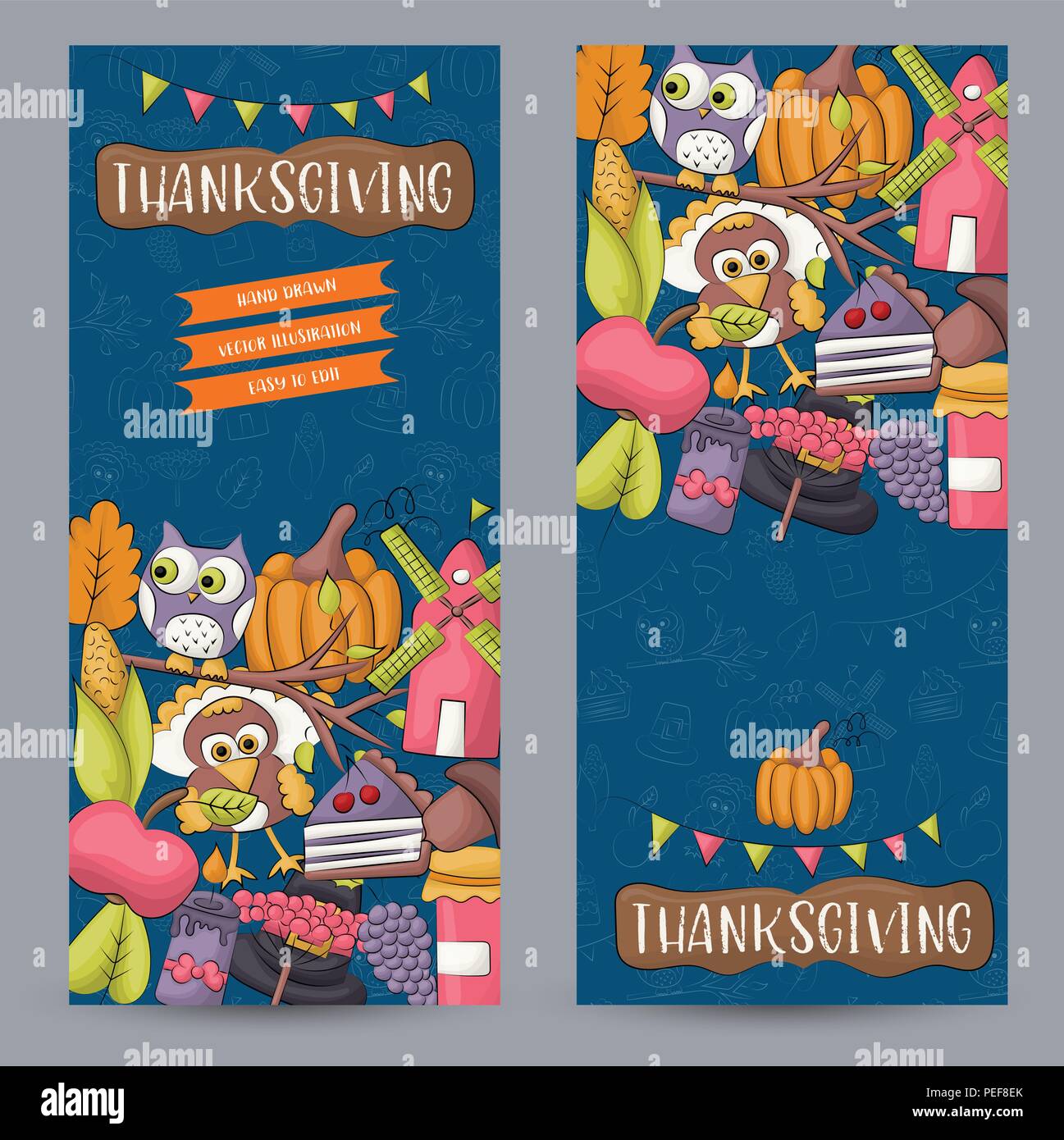 A set of Thanksgiving vertical banners. Happy holidays concept. Autumn ...
