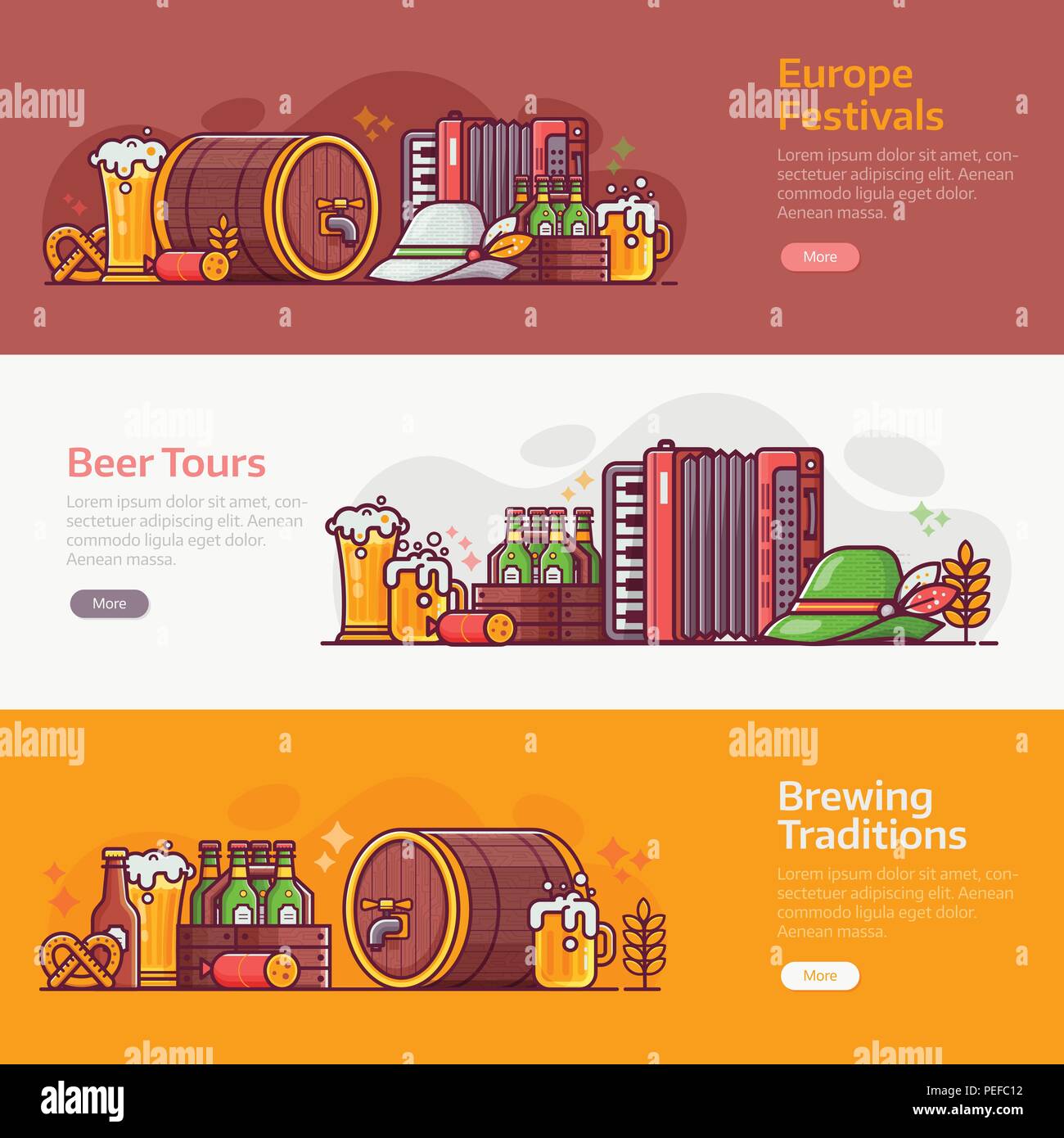 Beer fest, traditional brewery and craft beer banners for ui ...