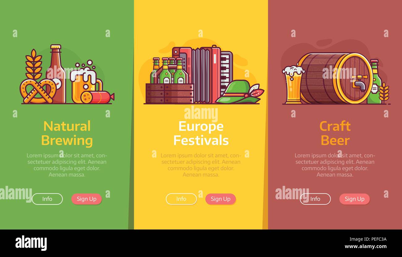 Beer fest, traditional brewery and craft beer banners for ui. Vertical ...