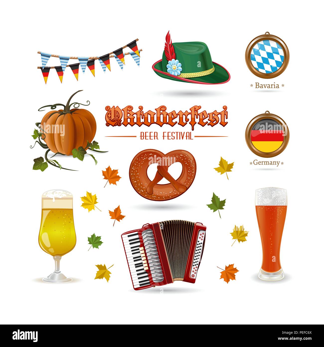 Oktoberfest icon set. Set of colored vector icons isolated on white ...