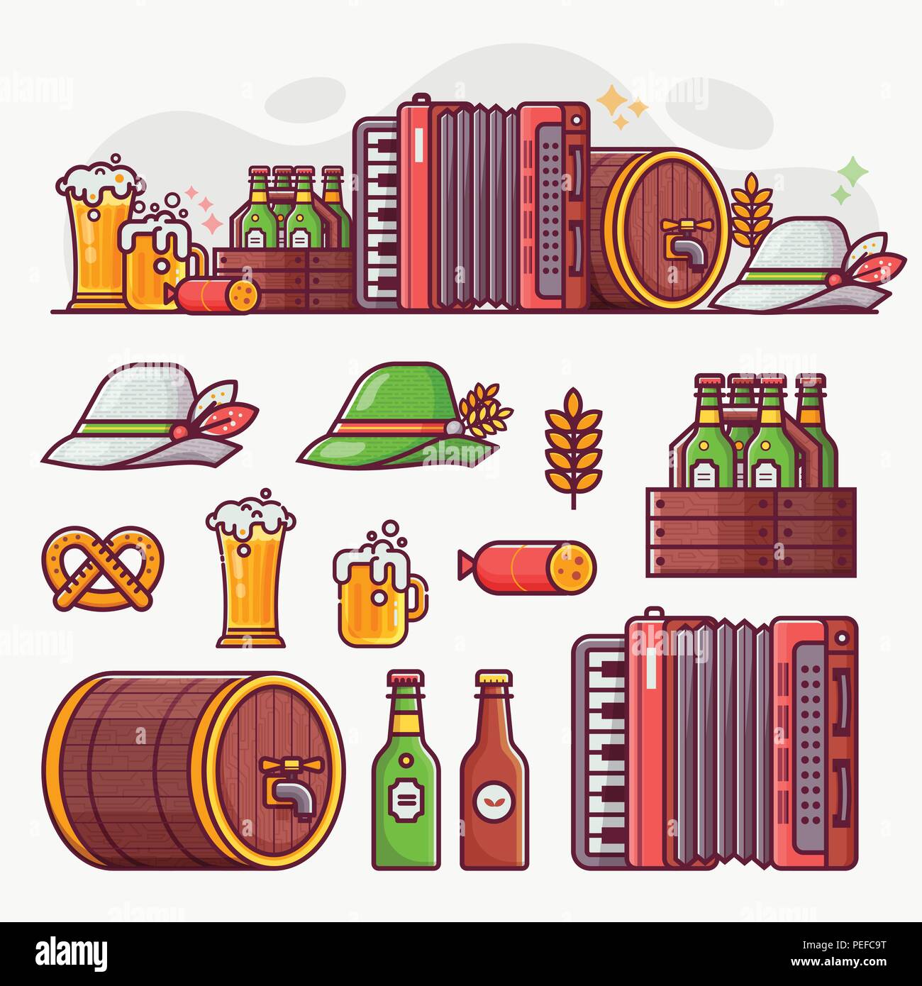 Brewing and beer festival icons and oktoberfest banner. German beer ...