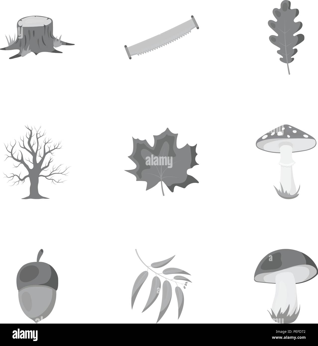 Forest set icons in monochrome style. Big collection of forest vector ...