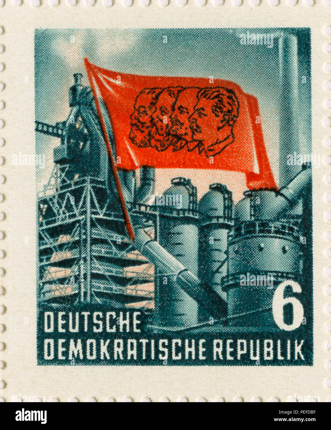 Industrial Stamp from Karl Marx Commemorative Postage Stamp Sheet, East ...