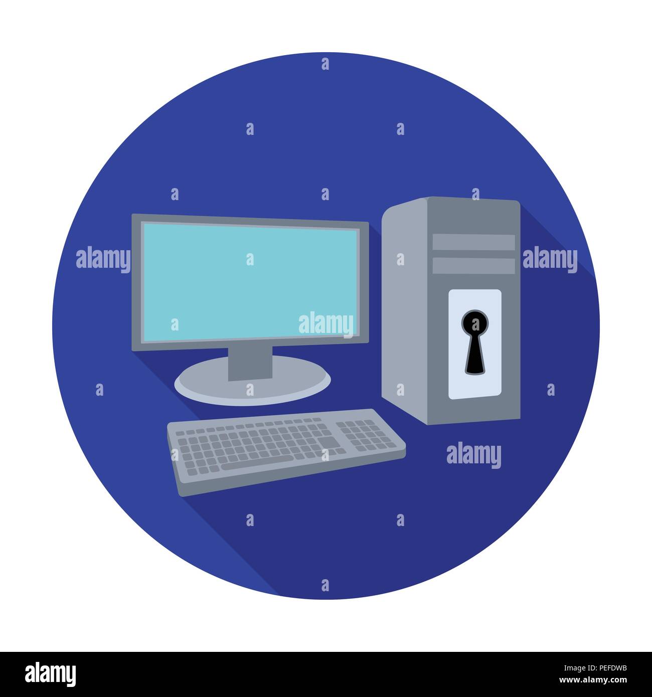 Locked computer icon in flat design isolated on white background ...