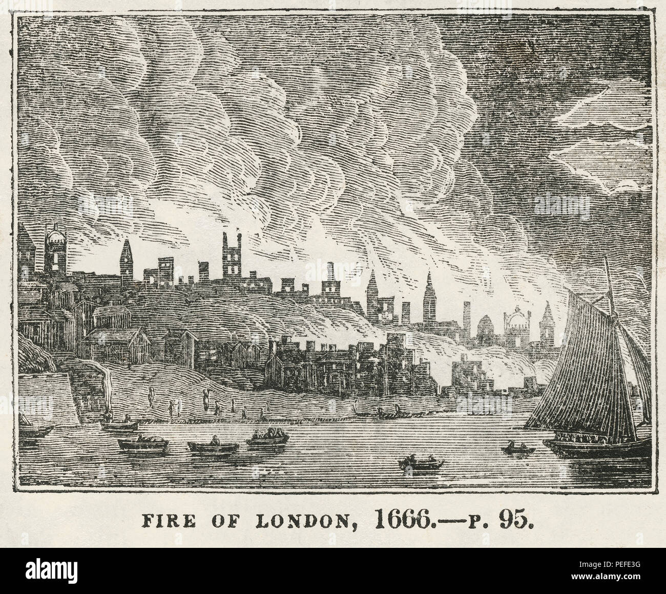 Fire of London, 1666, Illustration from the Book, Historical Cabinet, L ...