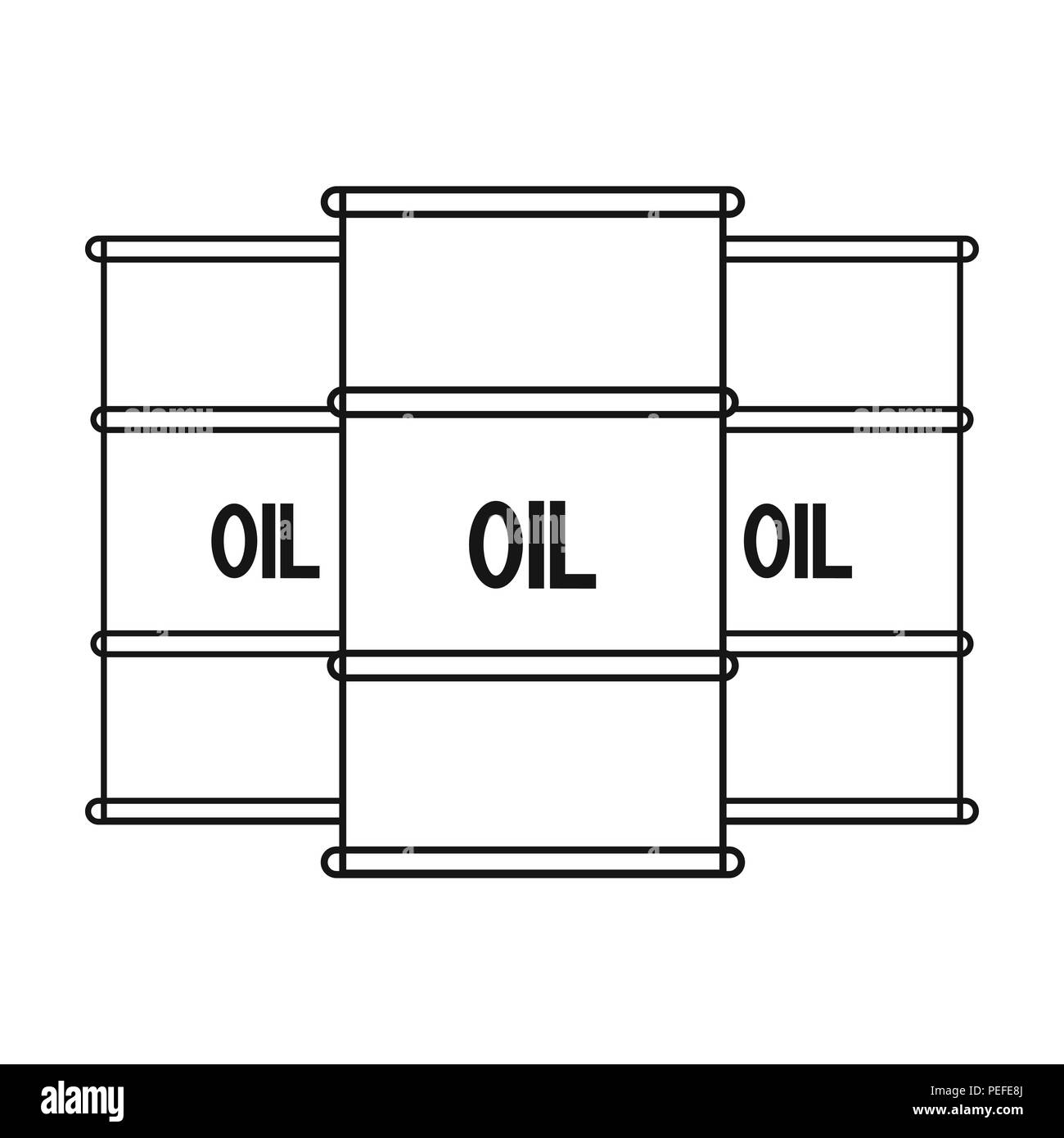 Oil barrel icon in outline style isolated on white background. Money ...