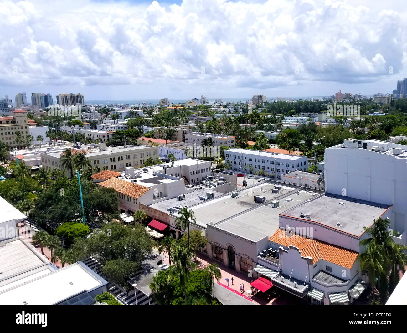 Aerial view of Ocean Drive and South beach, Miami, Florida, USA Stock ...