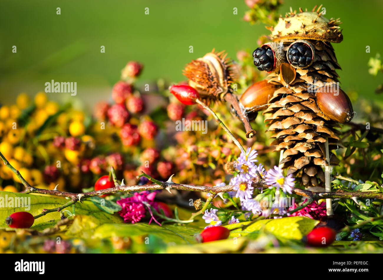 cute fantasy figures made from autumn fruits and vegetables posing ...