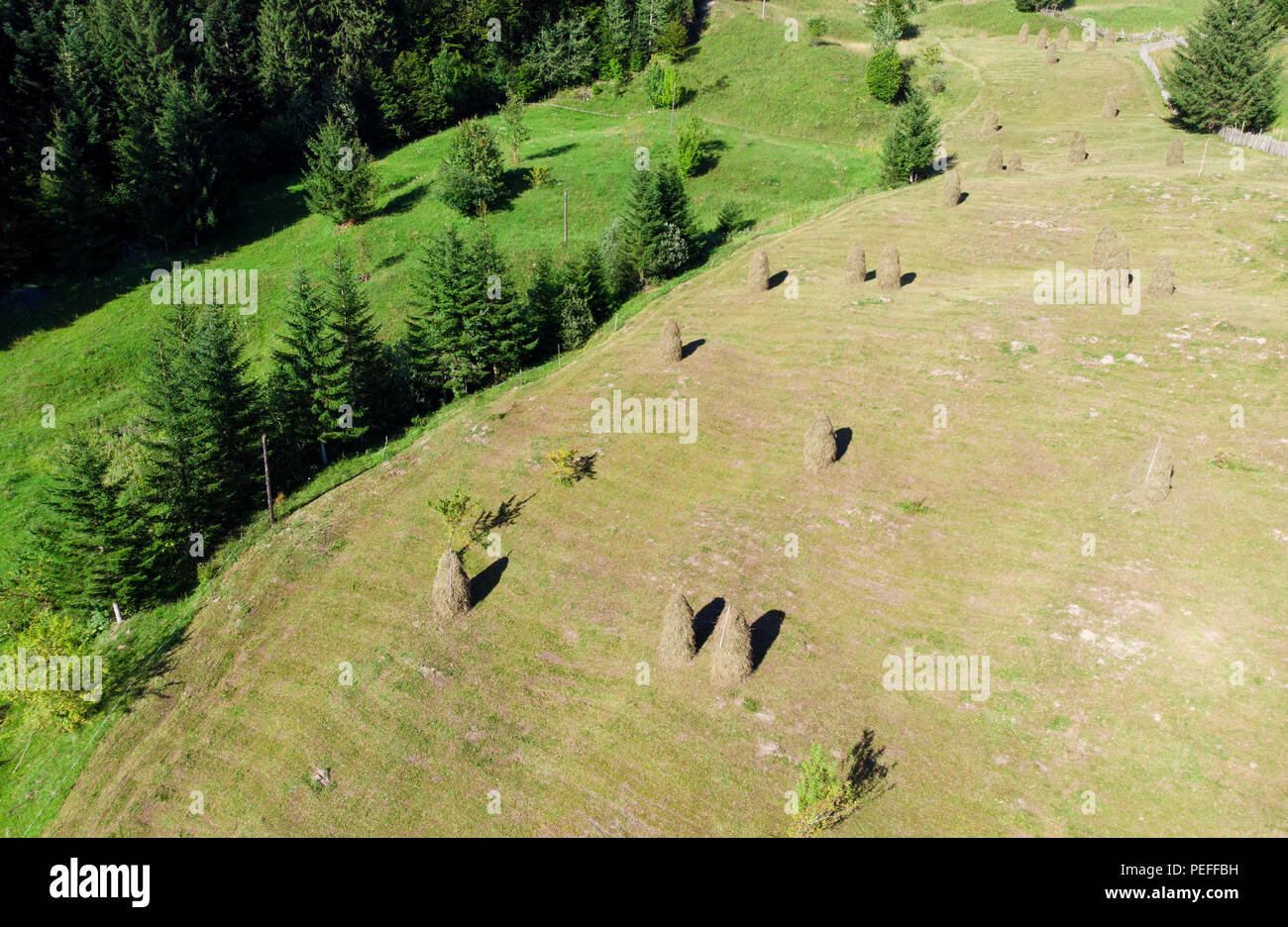 Aerial view field stacks hay hi-res stock photography and images - Alamy