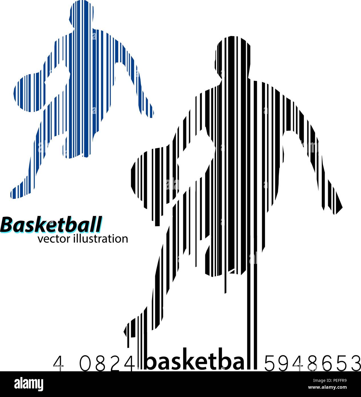 Silhouette of a basketball player and barcode Stock Vector Image & Art ...