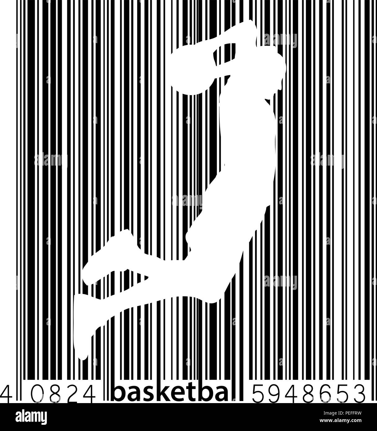 Silhouette of a basketball player and barcode Stock Vector Image & Art ...