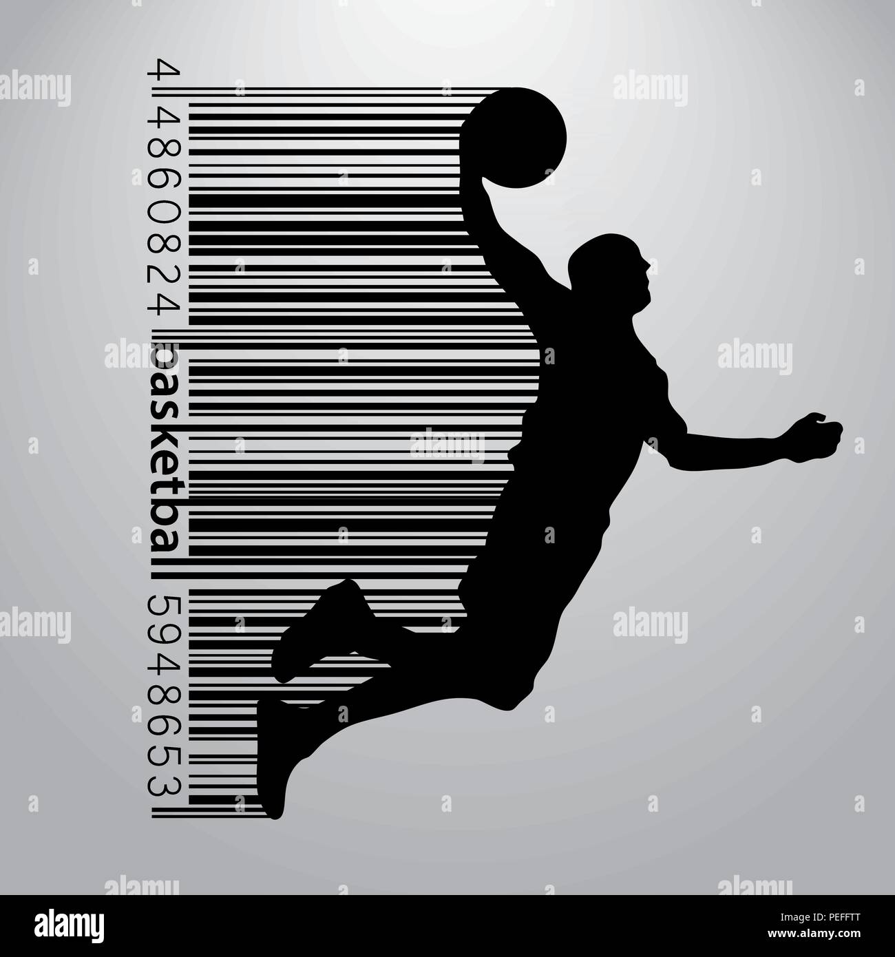 Silhouette of a basketball player and barcode Stock Vector Image & Art ...