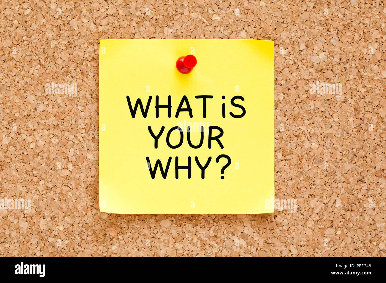 What is your why question handwritten on yellow sticky note pinned on ...