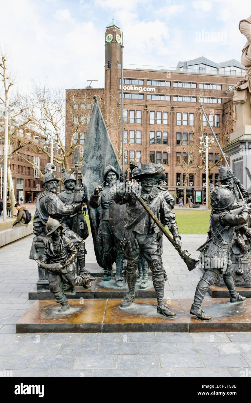 Netherlands Amsterdam Rembrandt statue on Rembrandt Square both ...