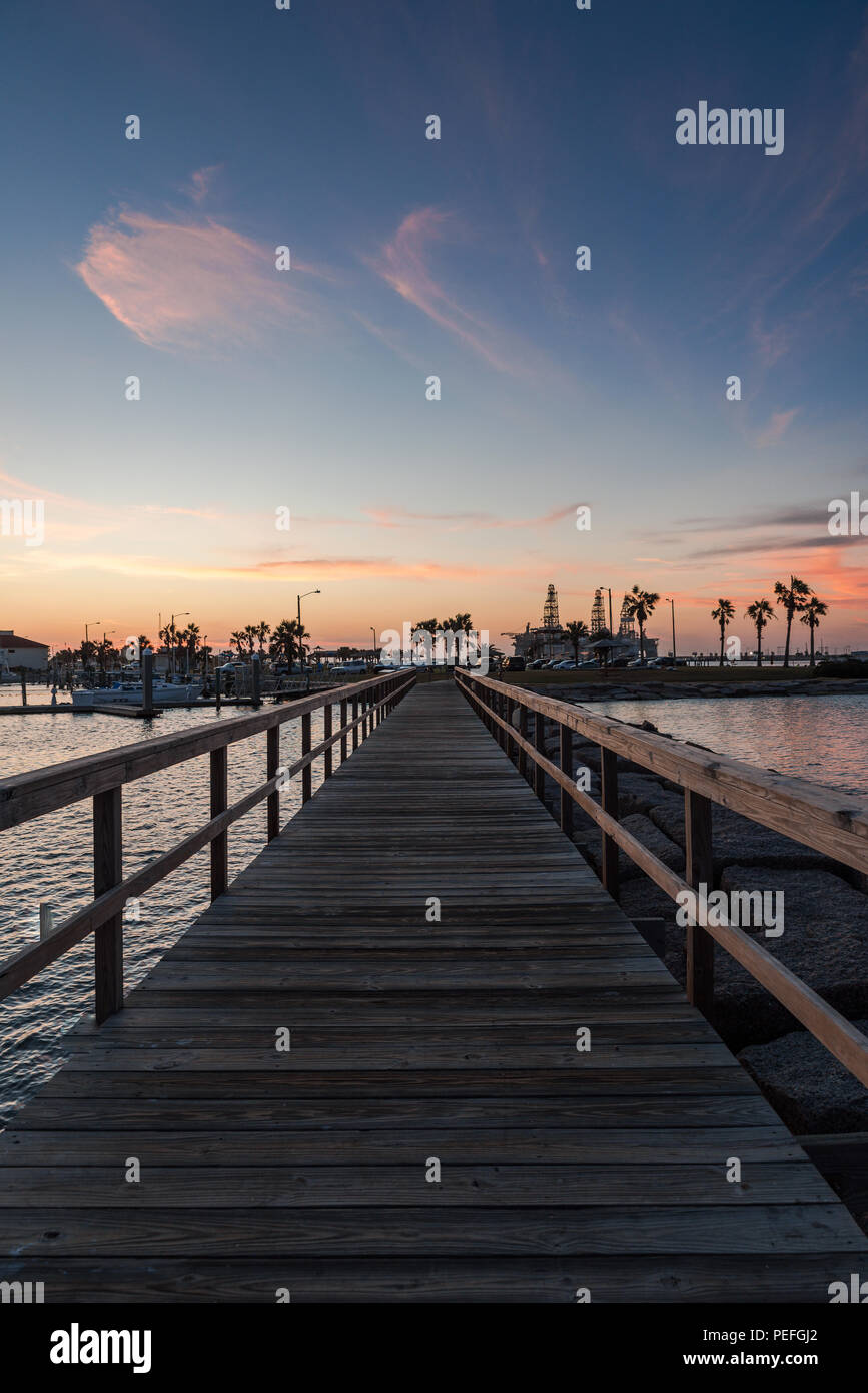 Jetty on a Beach on Texas Gulf Coast at sunrise Stock Photo - Alamy