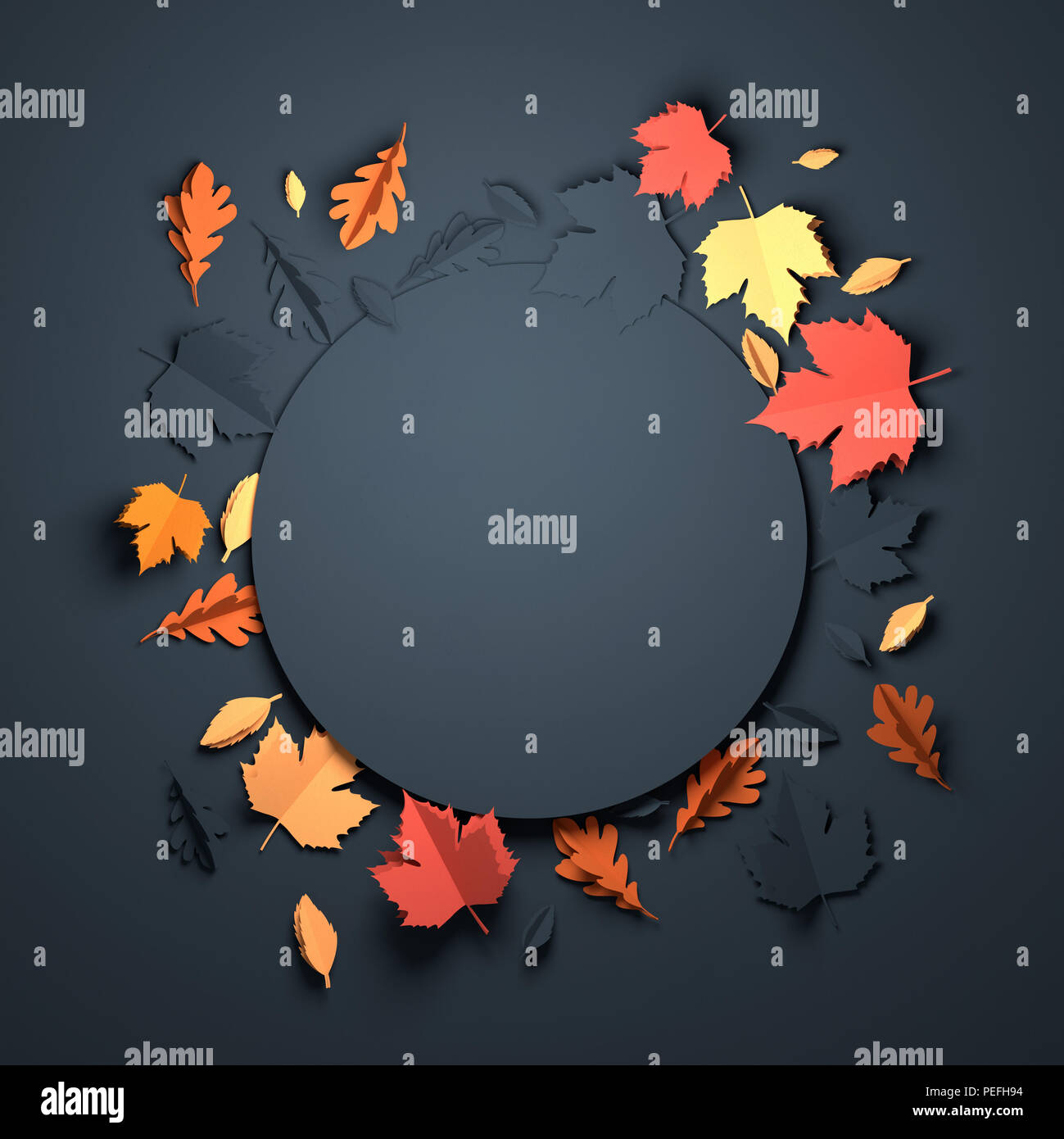 Folded Paper art origami. Seasonal autumn Leaves background. 3D ...